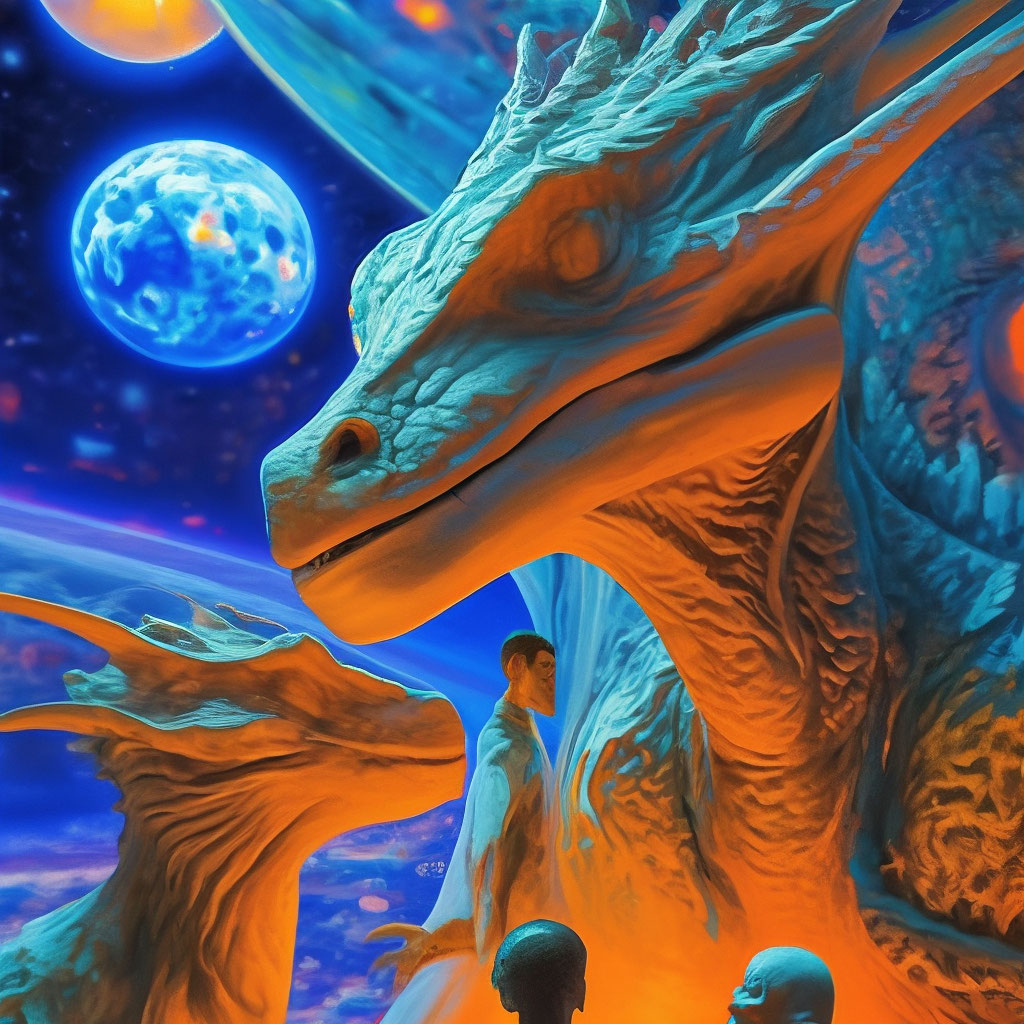 "Dragon-like people, humanoid reptiles, alien creatures, fly in space ...