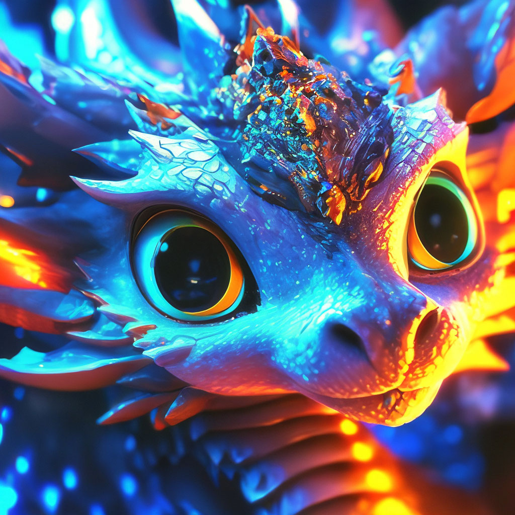 "Surrealism, anthropomorphic cute dragon in anime style, Consisting of ...