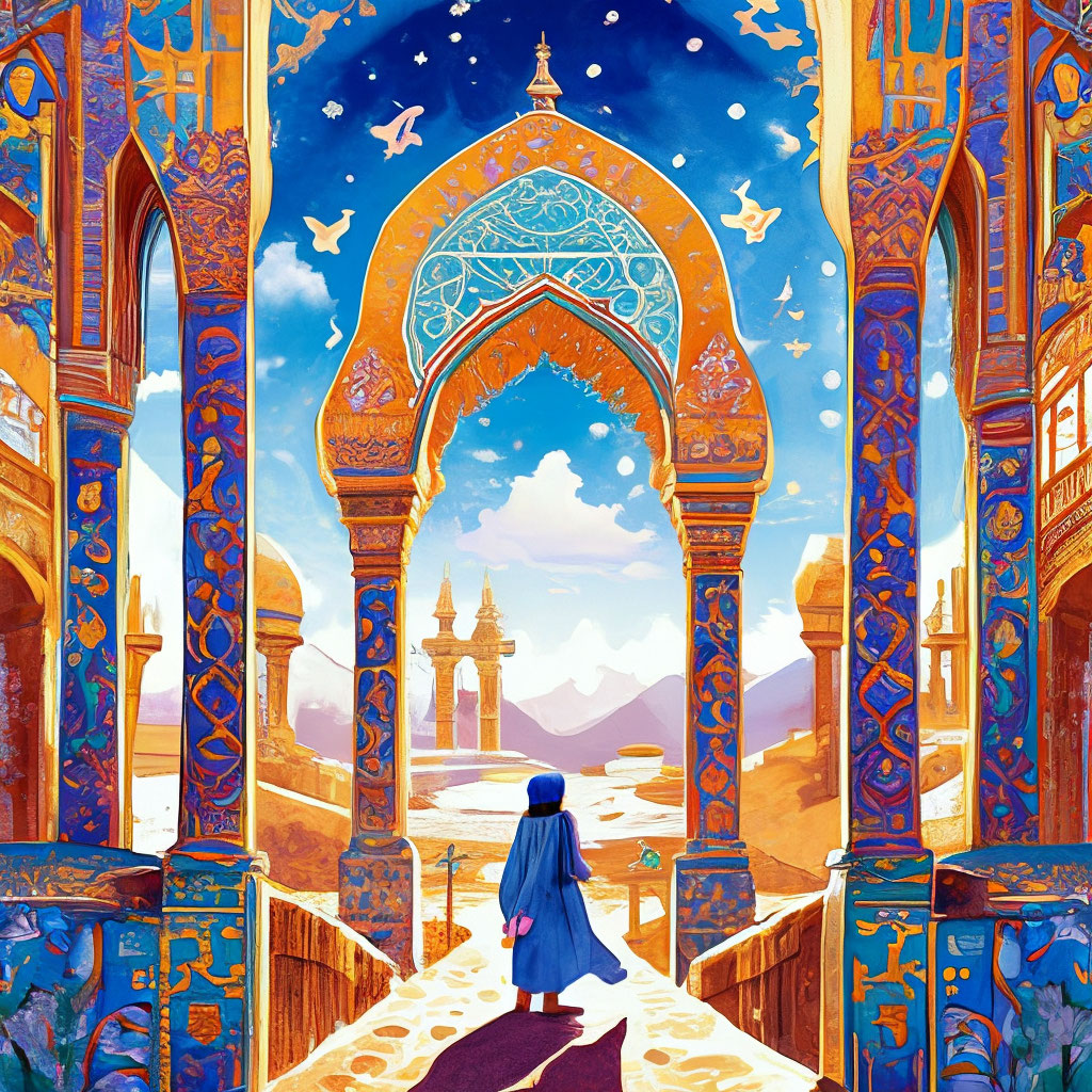 "Persia, landscape, details, arches, vector graphics, drawing ...