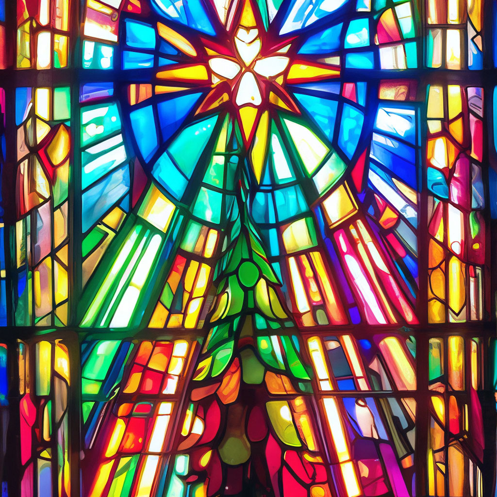 "Christmas in all colors, stained glass, beautifully shimmering rays of ...