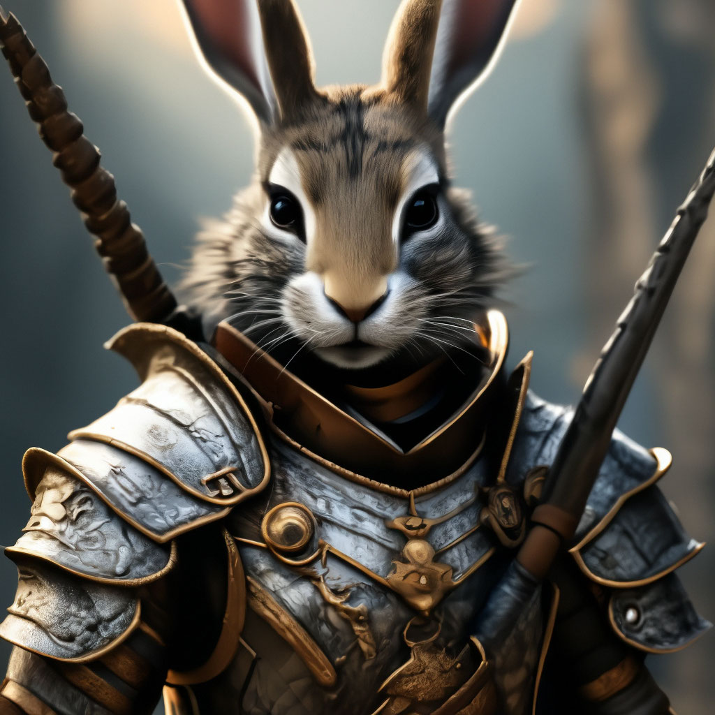 "The anthropomorphic hare is a medieval warrior. fantasy surrealism ...
