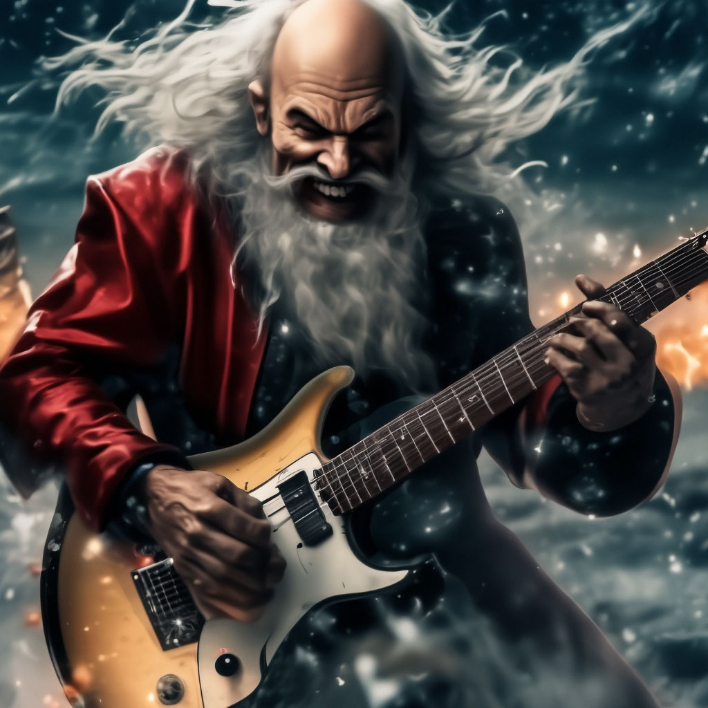 "The old evil grinning fanged bald SANTA CLAUS without a hat with an ...