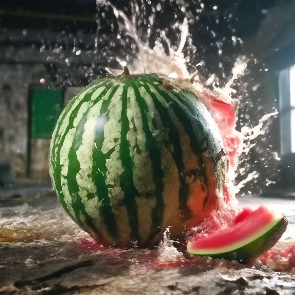 "Super high speed photography, Huge watermelon smashing against the ...