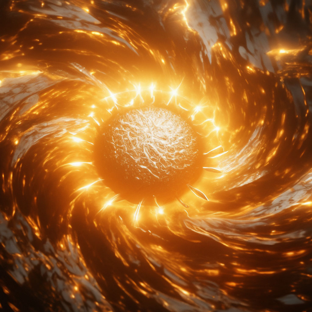"White glowing very bright plasma the rays of the sun are spiraling ...