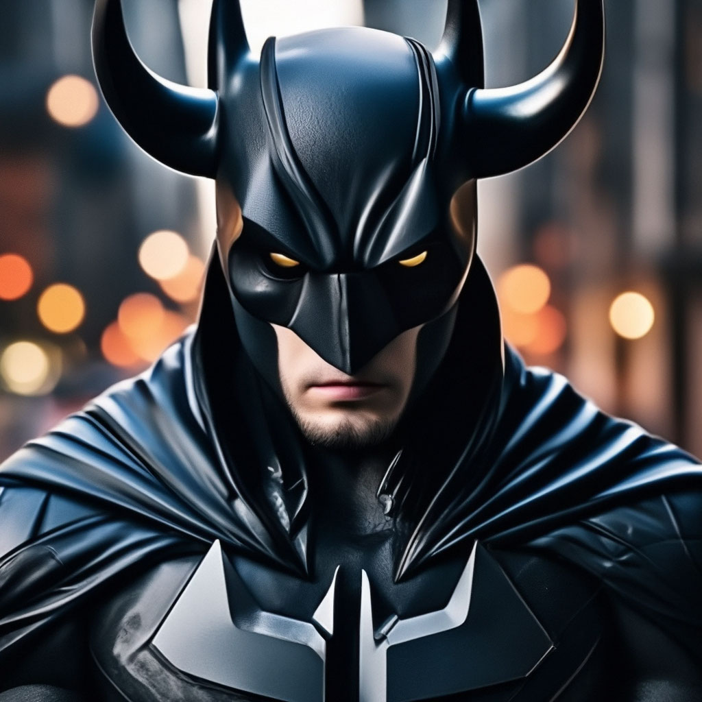 "Bull, in Batman costume,Human-type body,Horror,high quality ...