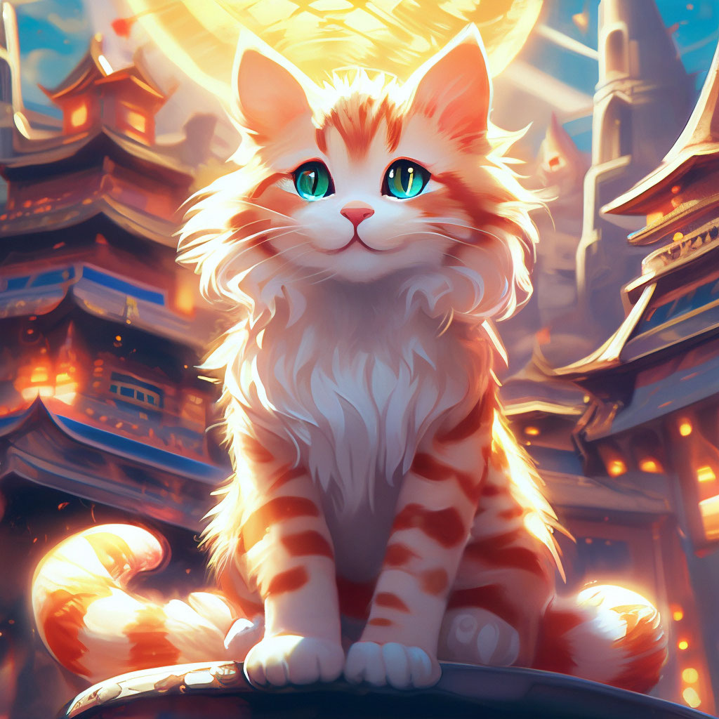 "Fabulous cat bayun" — image created in Shedevrum