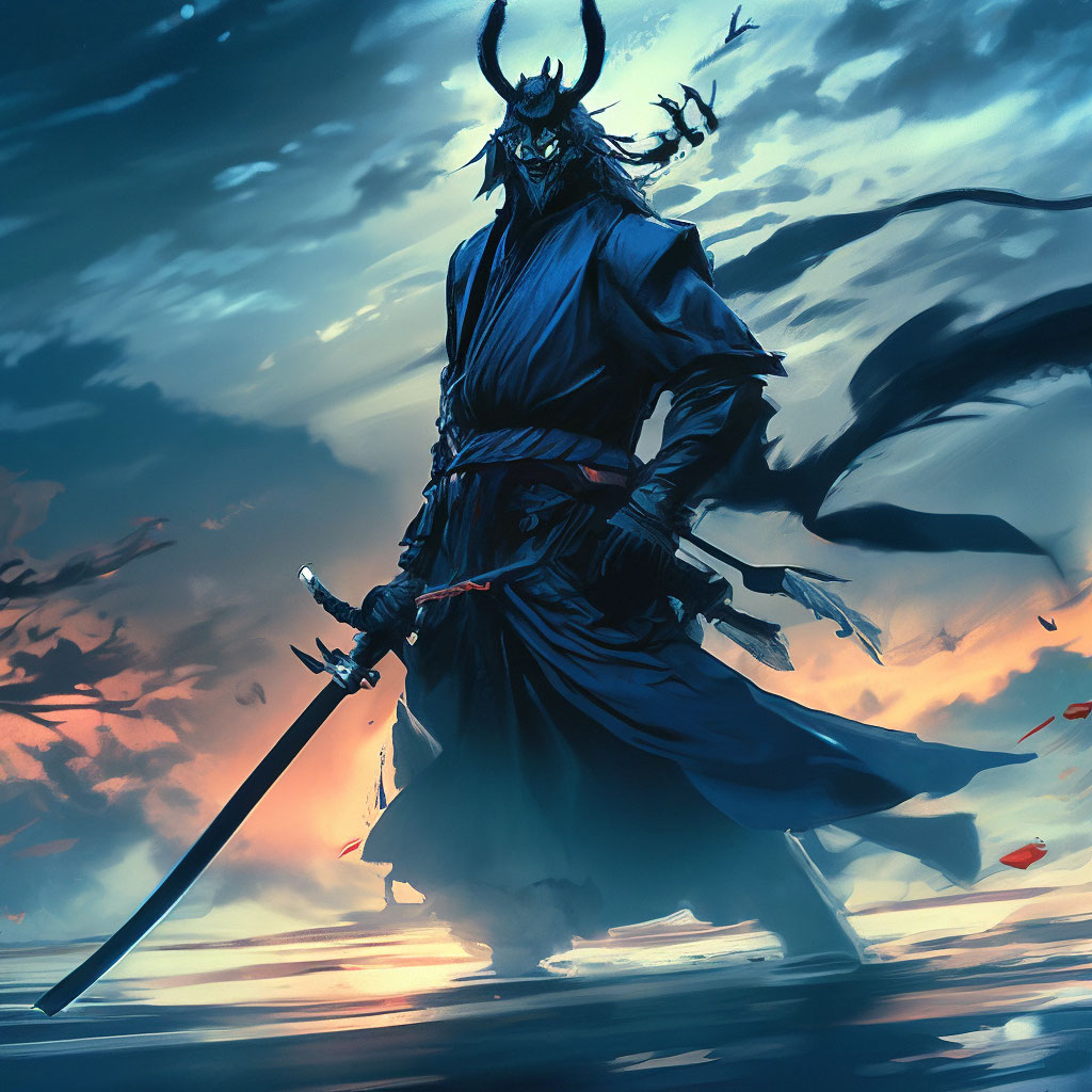 "Demon ronin, digital art" — image created in Shedevrum