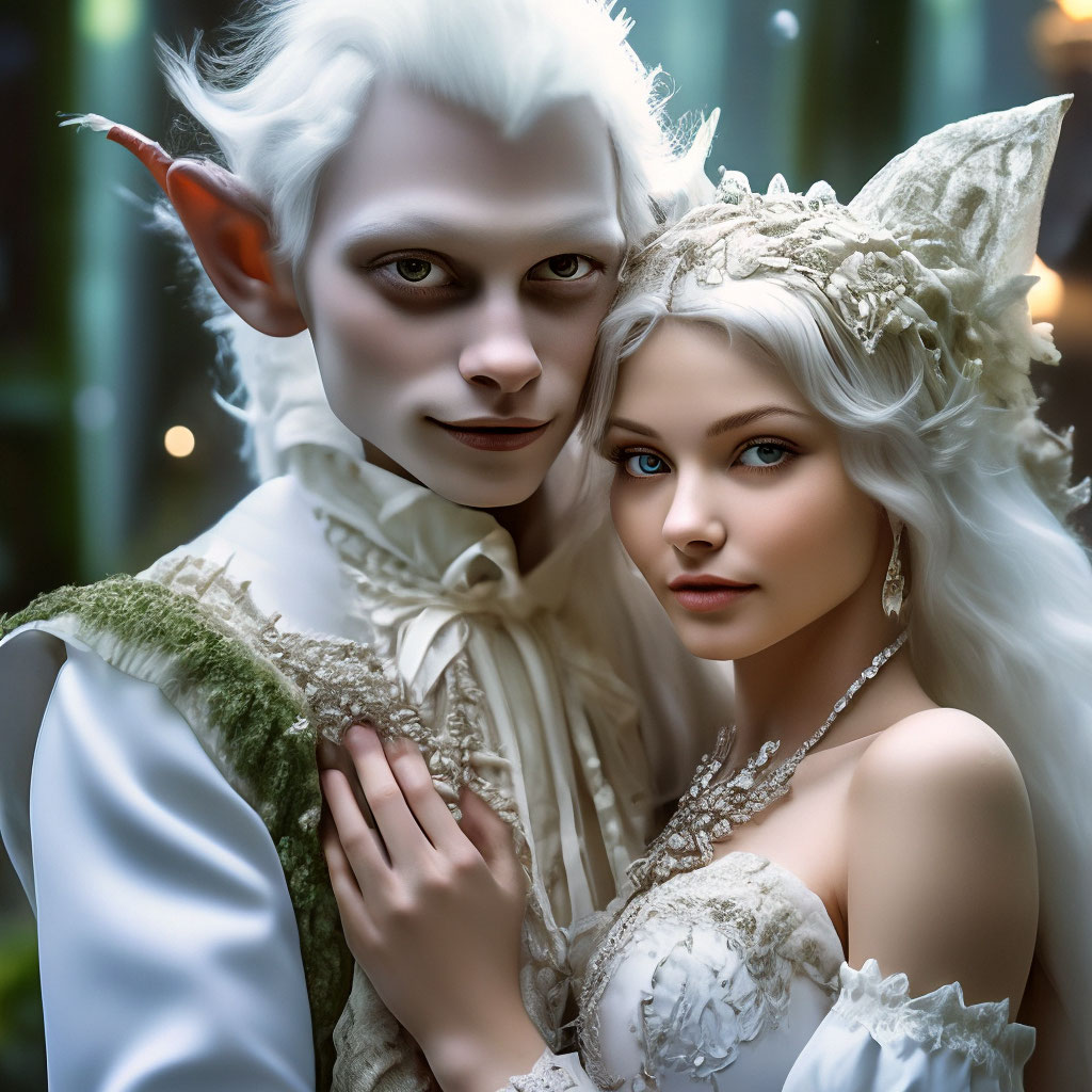 "Photorealism, wedding of a spectacular, beautiful Goblin with a ...
