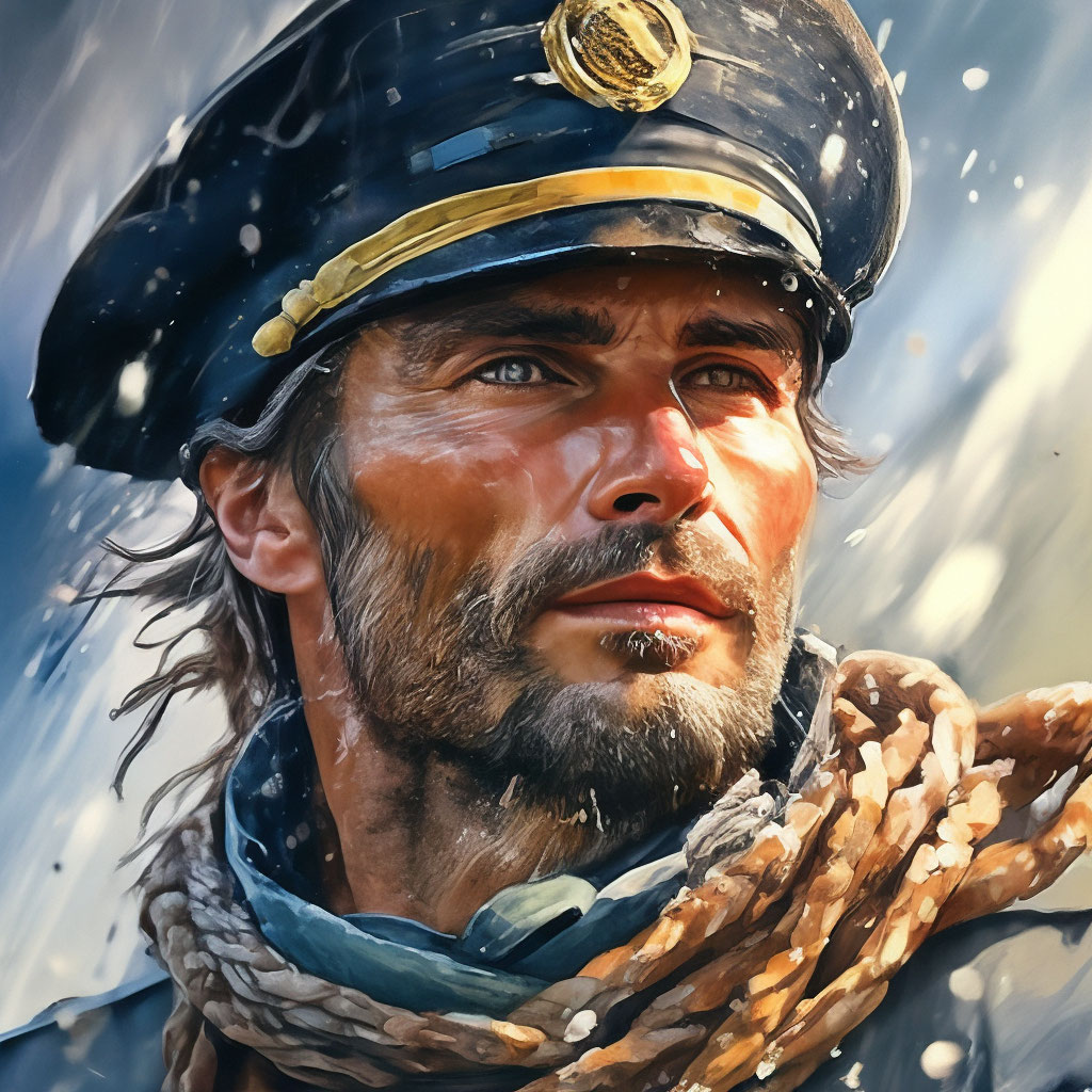 "Handsome, Captain, weathered like rocks Went to sea without waiting ...