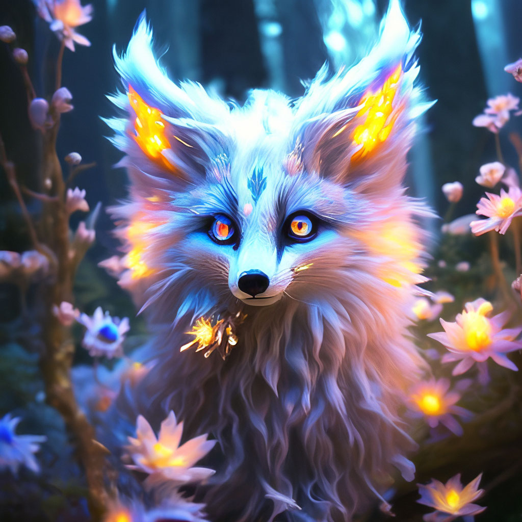 "Fabulous fluffy magical scary creature, flashes, phosphor glow, in a ...