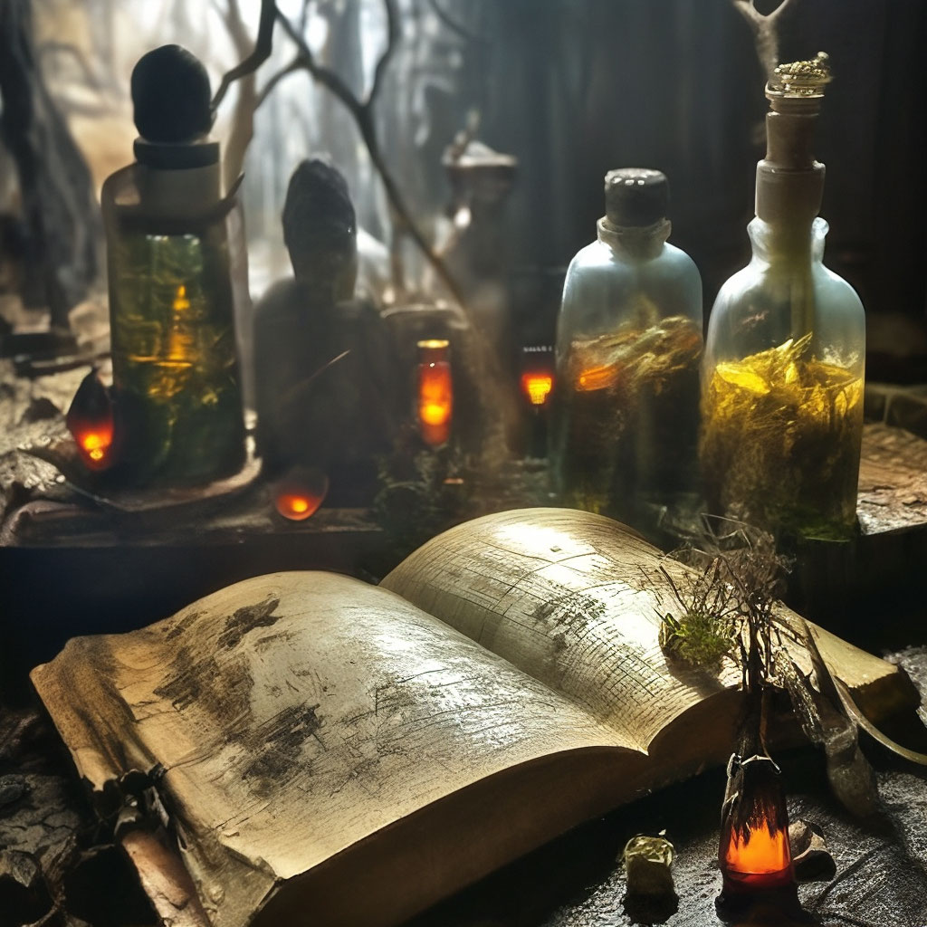 "An ancient book of poisons and antidotes, explanations in Elvish, an ...