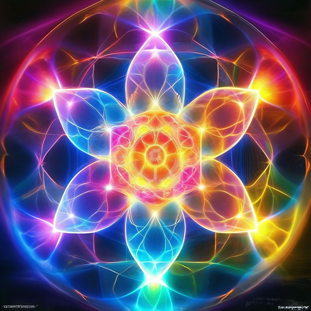 "Plasma glows in the rainbow crystal of the monad fractal geometry ...