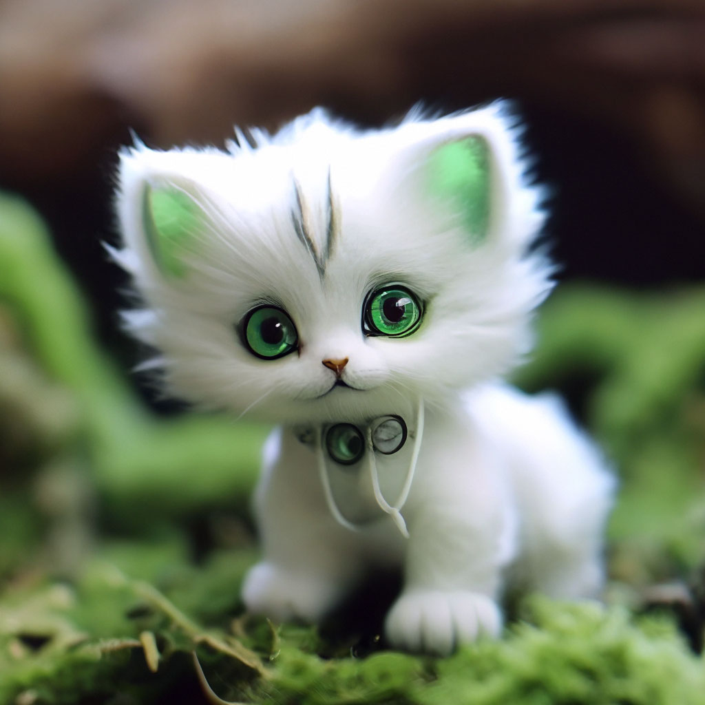 "Cute, super fluffy, super tiny, super detailed baby kitten white with ...