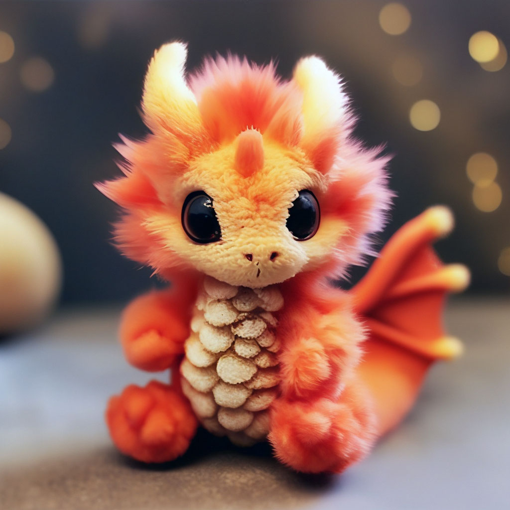"A very tiny fluffy fire dragon" — image created in Shedevrum