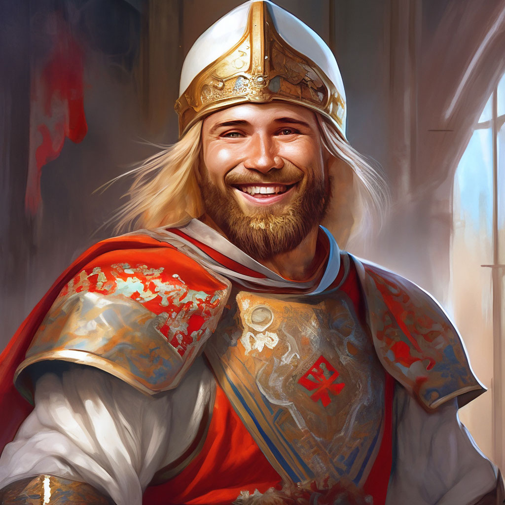 "Russian Russian blond hero with a beard, wearing a helmet, smiling, in ...