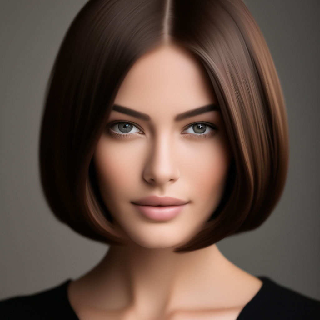 "Girl ,haircut ,classic straight square short to the cheekbones without ...