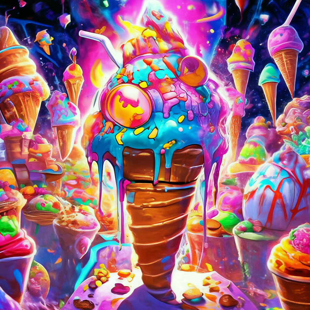 "The magical magical colorful world of ice cream" — image created in ...
