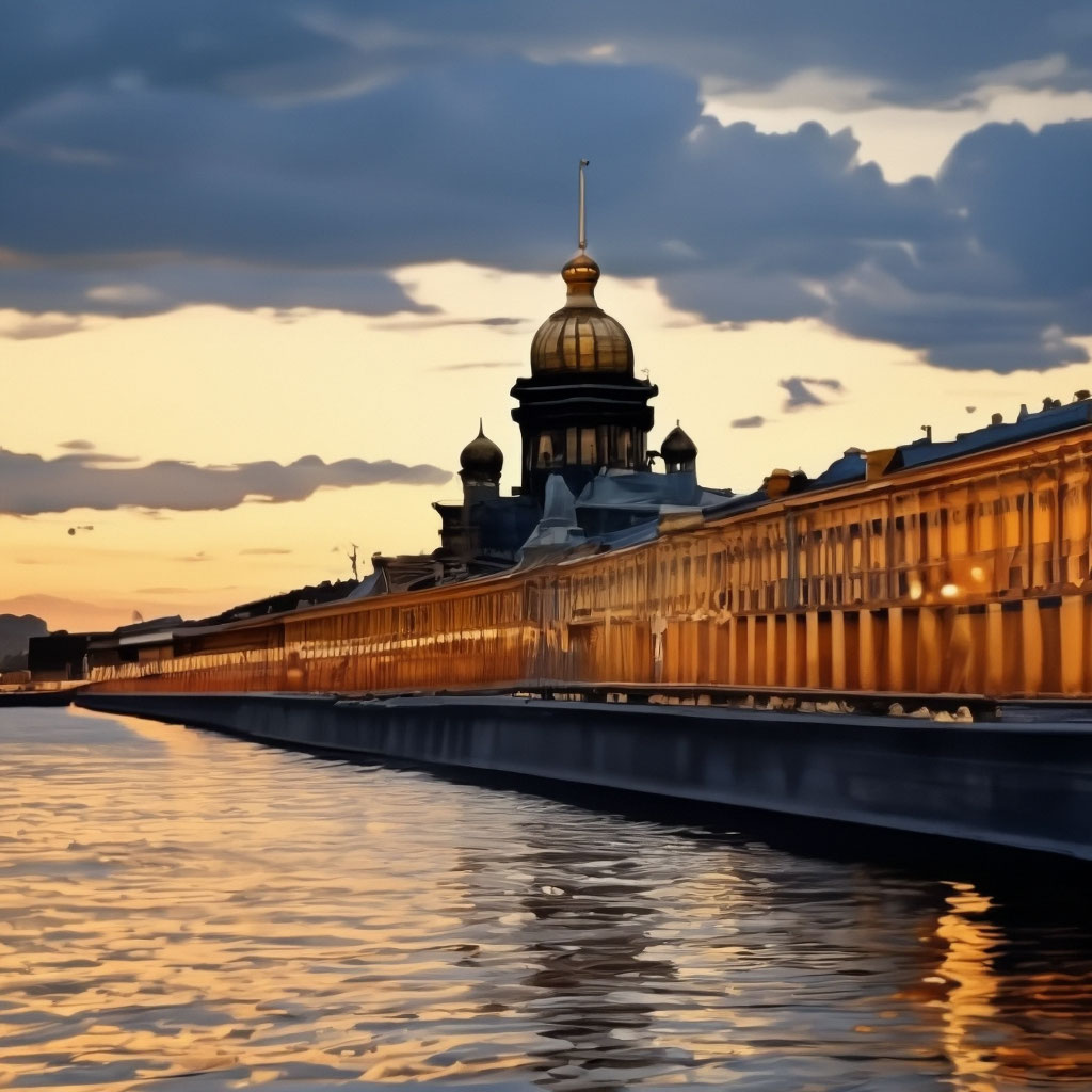 "Leningrad Large-scale watercolor, a walk along the Neva River ...