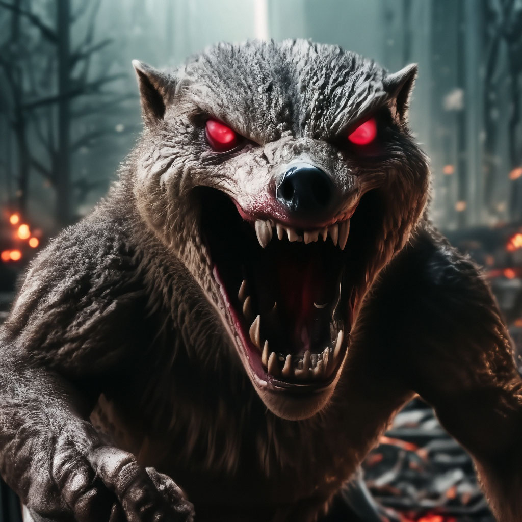 "Horror Gopher-Man Abomination Red eyes and mouth" — image created in ...