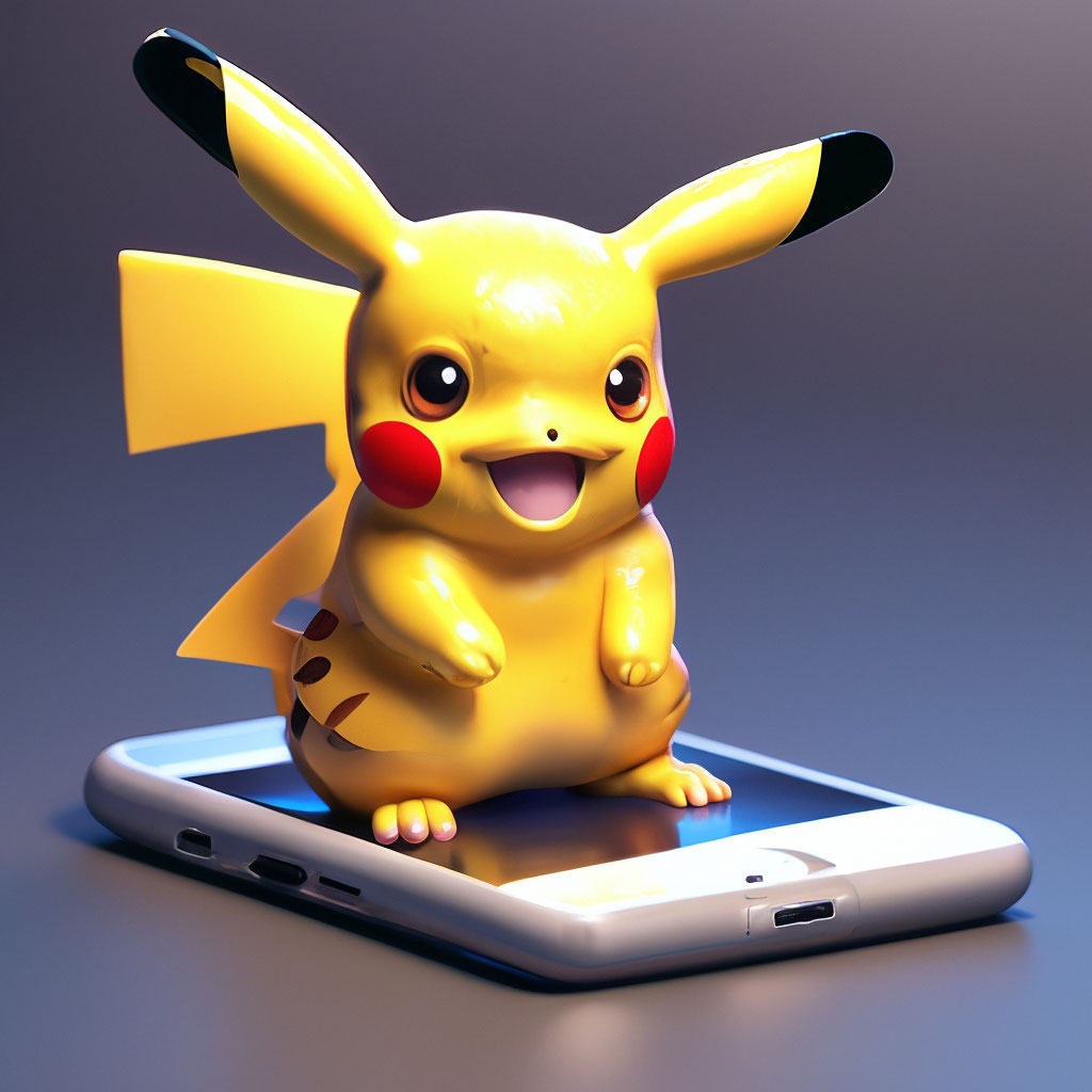 "Pikachu with an iPhone" — image created in Shedevrum
