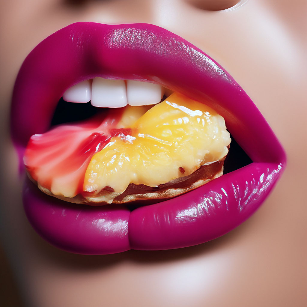 "The sweetest dessert that women's lips bite bright lipstick high ...