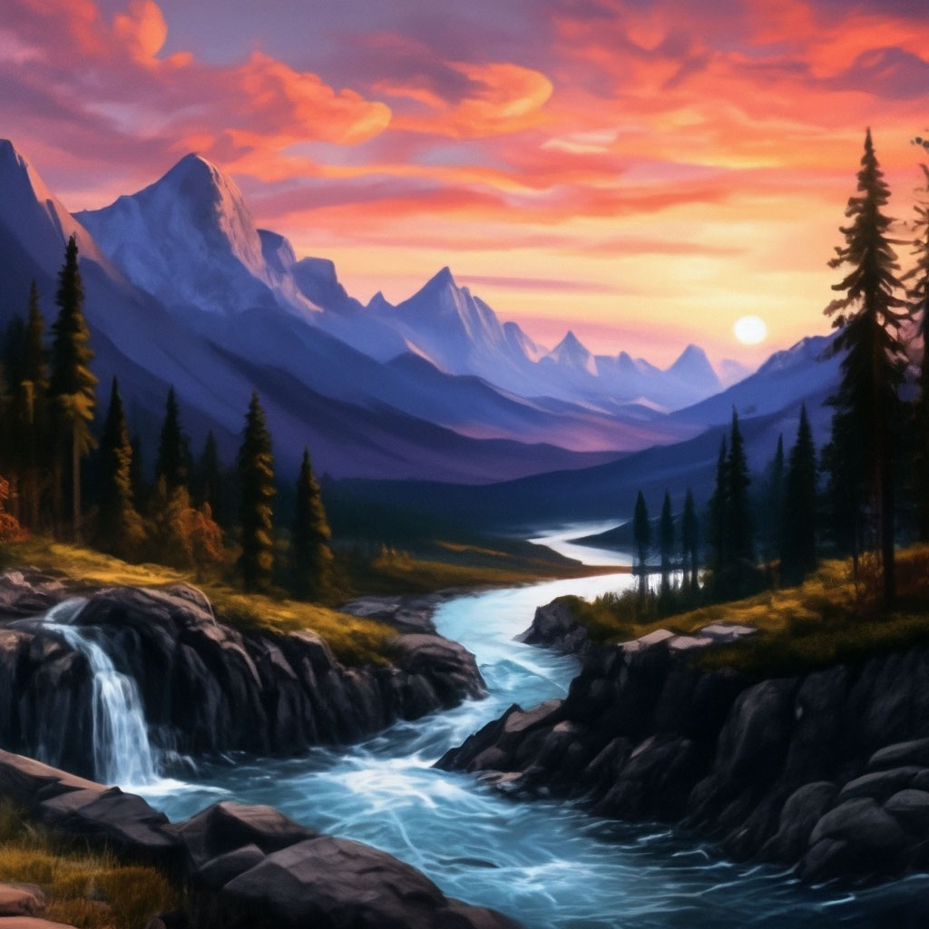 "The hand-drawn landscape is beautiful" — image created in Shedevrum