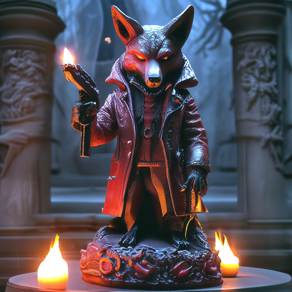"🔫🦊 Styx - cursed statue of a dark cult, collaboration, gloomy realism ...