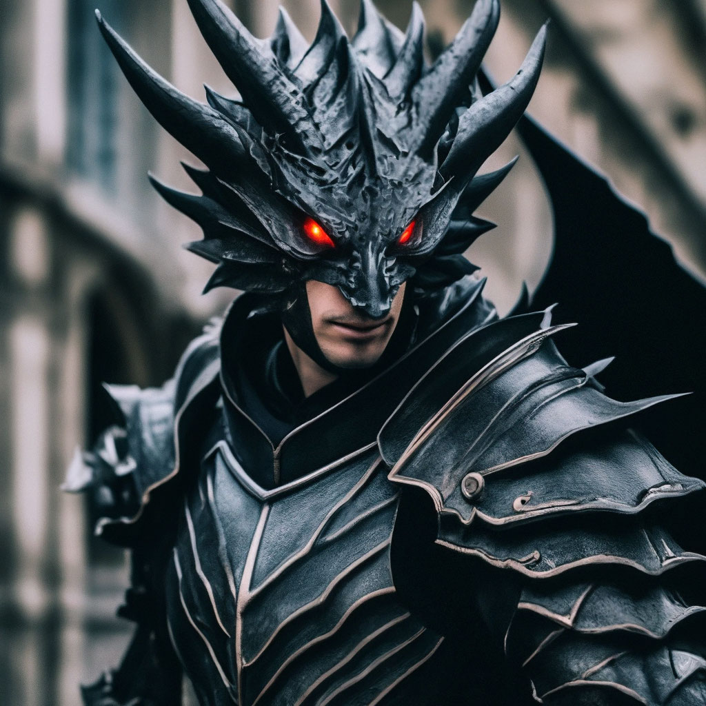 "Cosplay on the dark dragon" — image created in Shedevrum