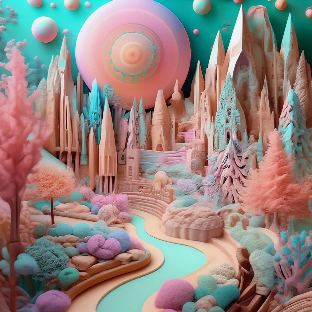 "Wood,pastel colors,mint,psychedelic, hyperrealism, hyperdetalization ...