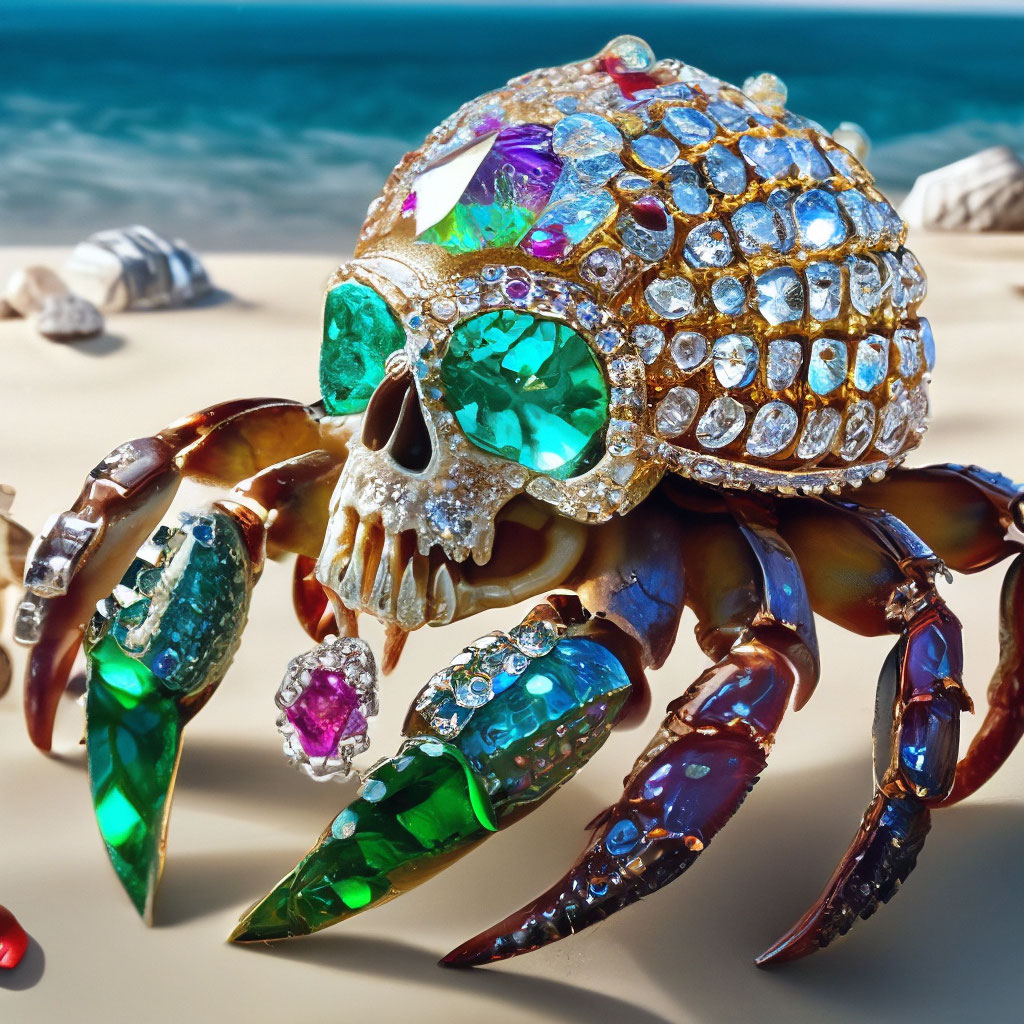 "Hermit Cancer Realistic crystal shell in the shape of a skull ...