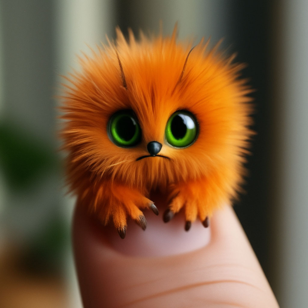 "Tiny and the cutest fluffy orange creature sitting on the tip of your ...