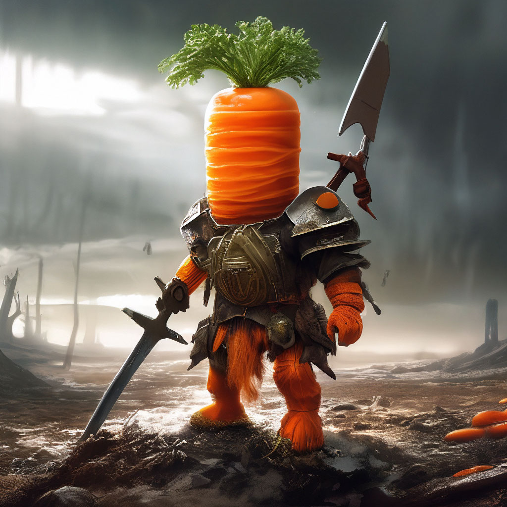 "Carrot warrior" — image created in Shedevrum