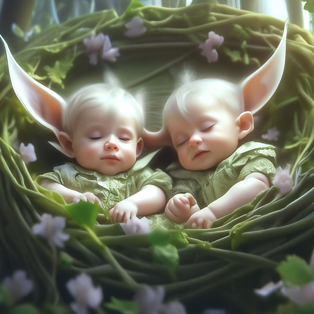 "Много эльфят Very cute fluffy twins baby elves, long pointed elf ears ...