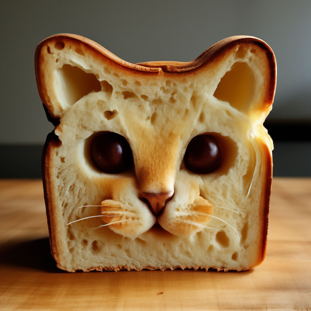 "Bread with a cat's face" — image created in Shedevrum