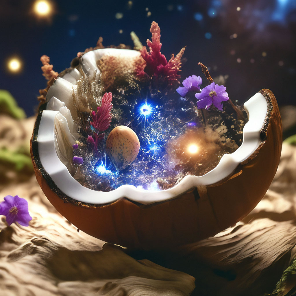 "Professional photo the whole world of space in the shell of a walnut ...