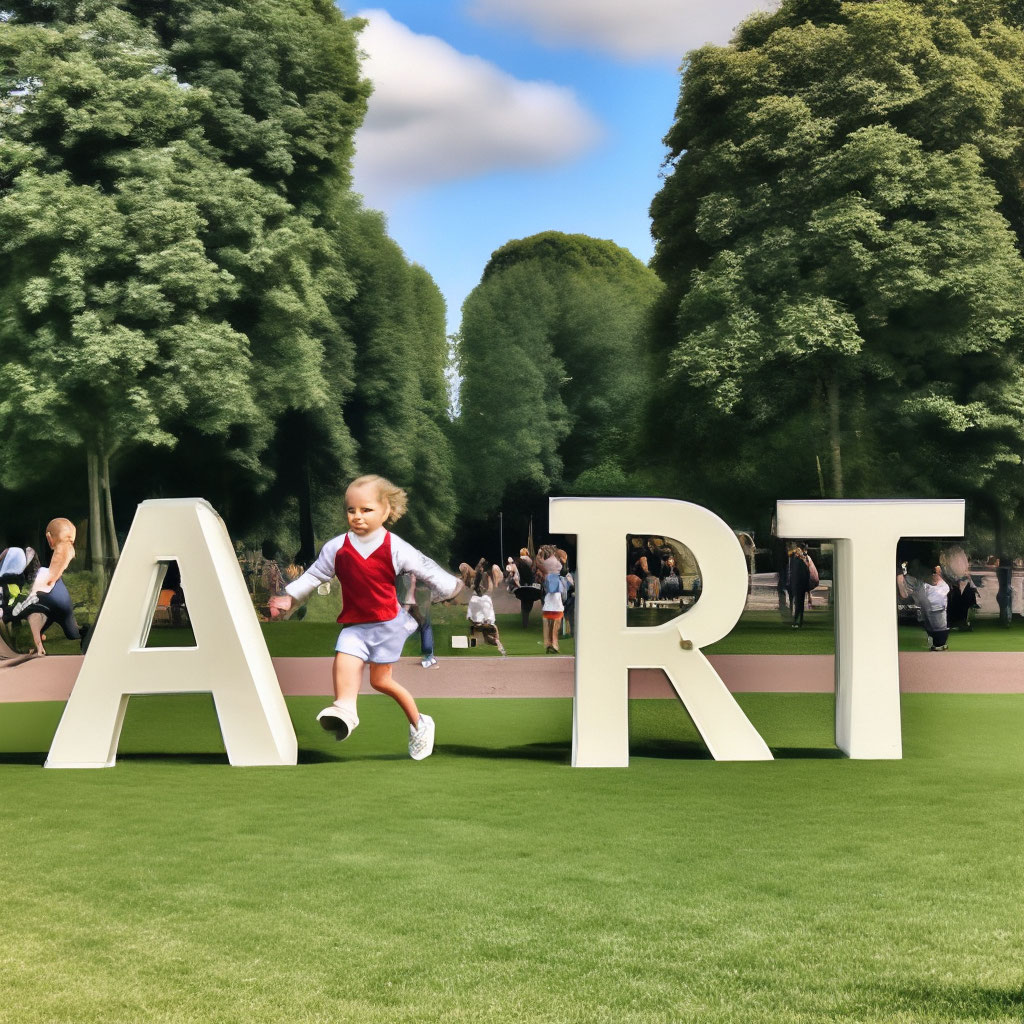 "In the park there are large growth letters from left to right 3 ...