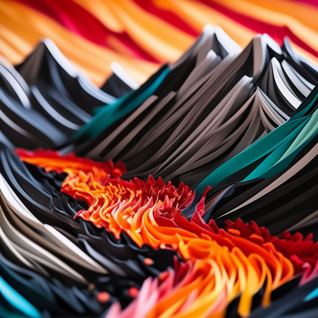 "Iceland, volcanic eruption, magma, grass, multi-layered paper crafts ...