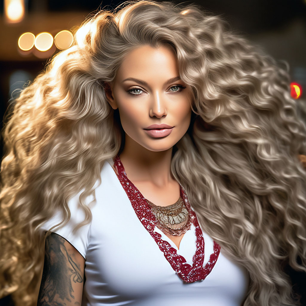 "Gorgeous diva beauty hair is very lush like a lion's mane of light ...
