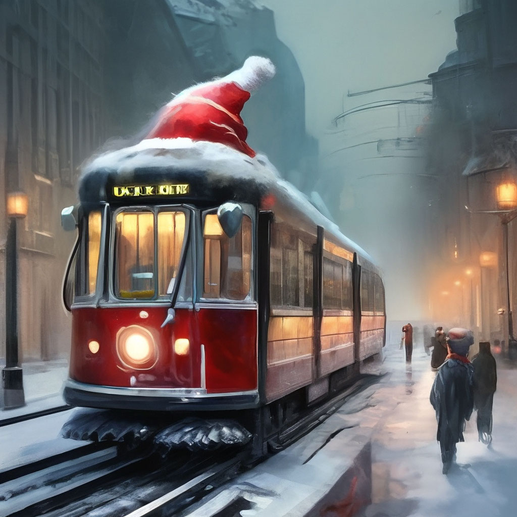 "A tram in a Santa Claus New Year's cap instead of a pantograph ...