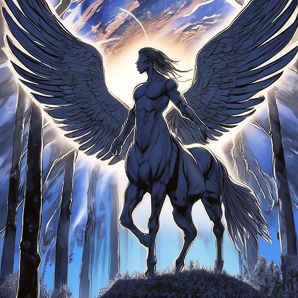 "A human hand in the night sky with angel wings [centaur-centaur ...