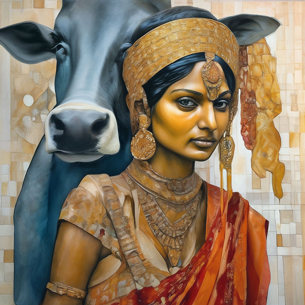 "Indian woman with a cow ................DECADENCE.Grotesque.Rene Gruau ...