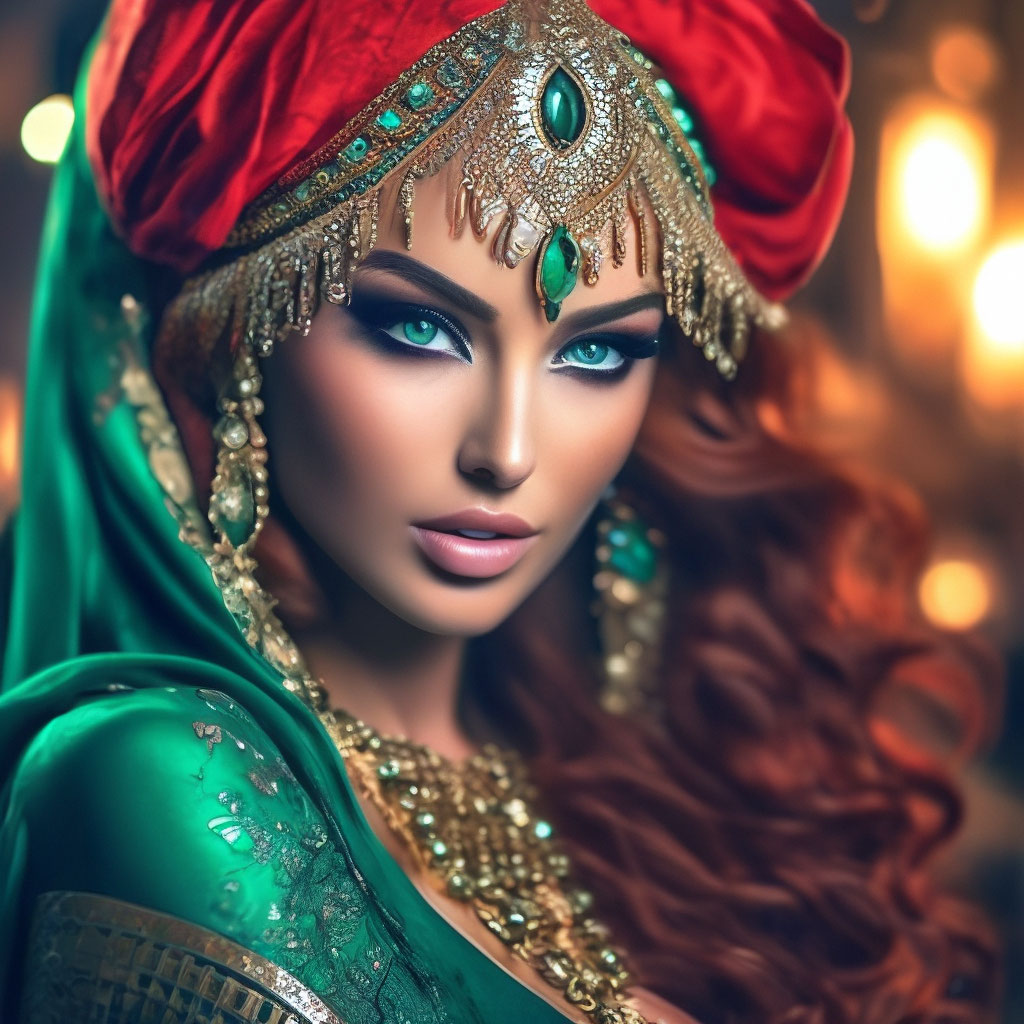 "The Arabian Night. a beautiful girl with huge eyes, Arabic makeup,long ...