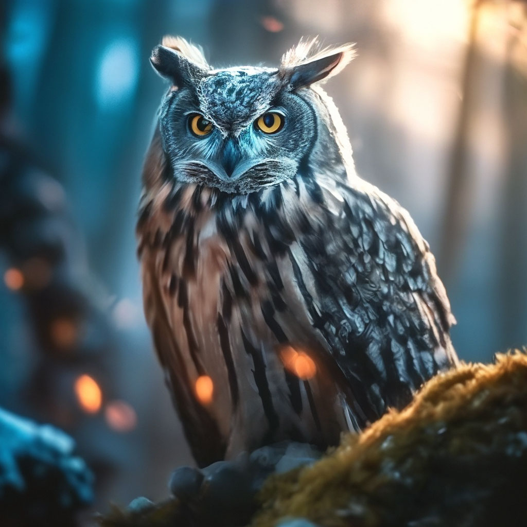 "Multi-exposure, owl, old fairy tale, epic, fiction, high degree of ...