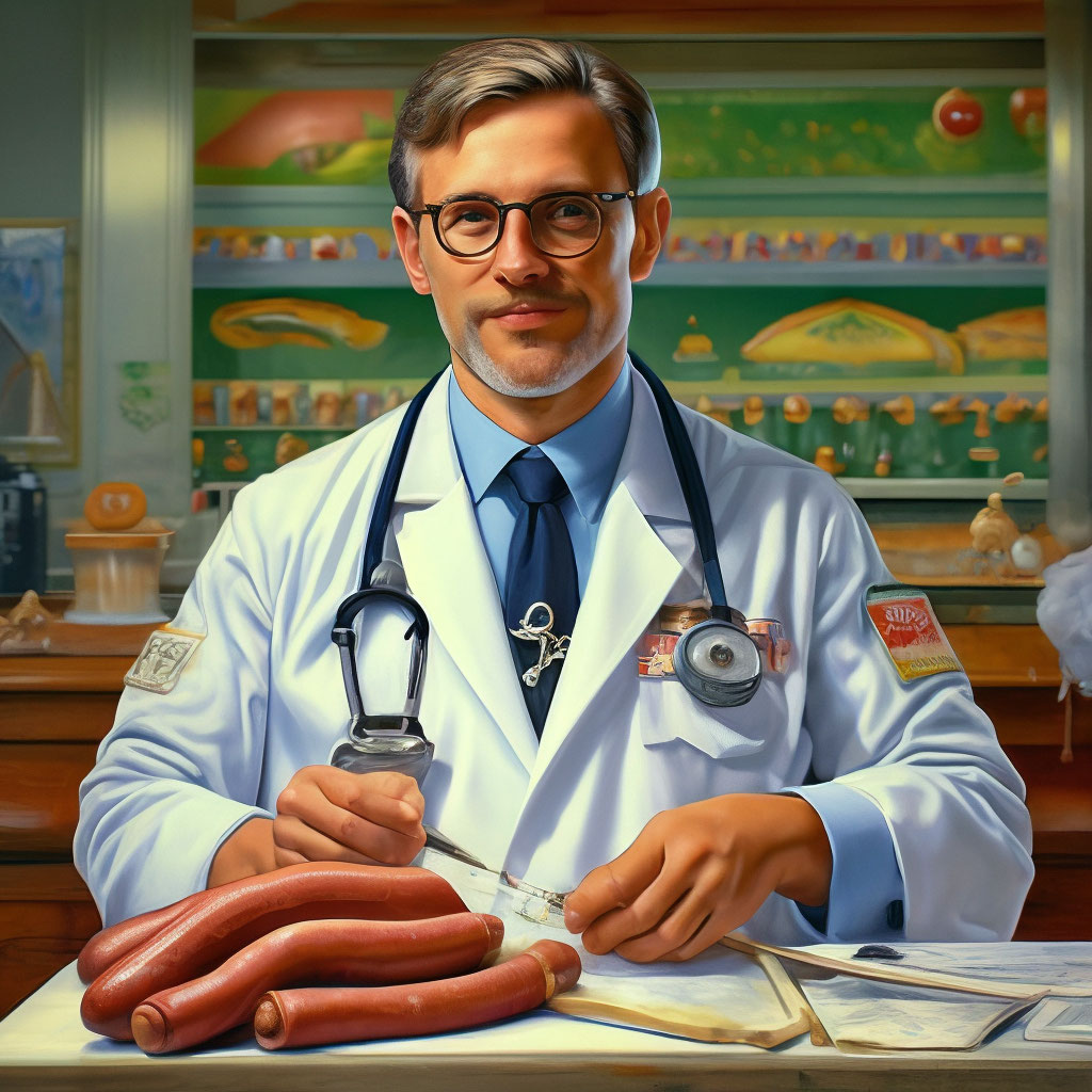 "Doctor's sausage" — image created in Shedevrum