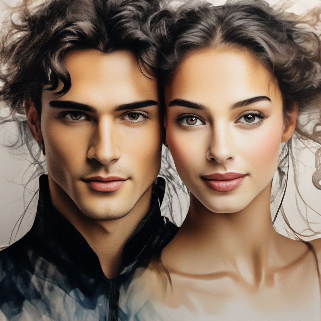 "Two faces of a handsome male ballet dancer in the role of a prince,and ...