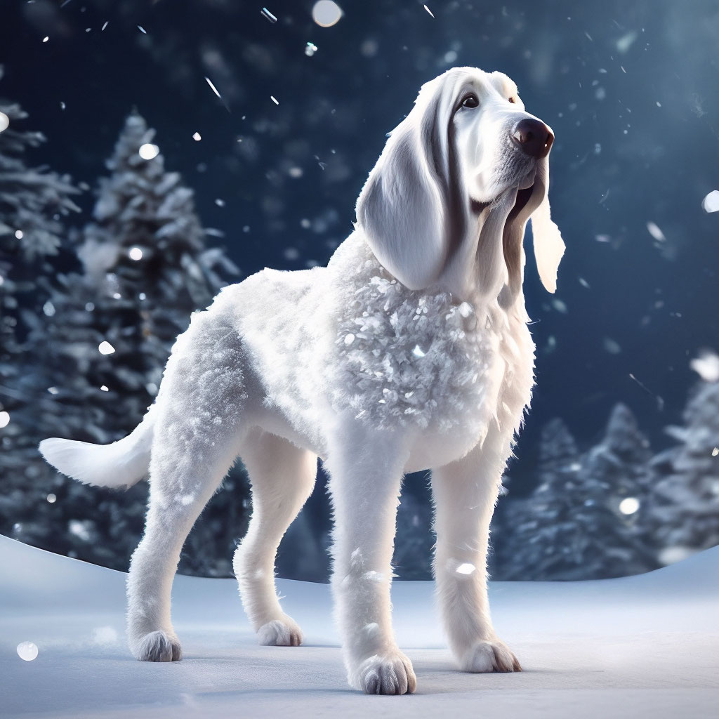 "Transparent dog breed snowy snow-white bloodhound made of snow ...