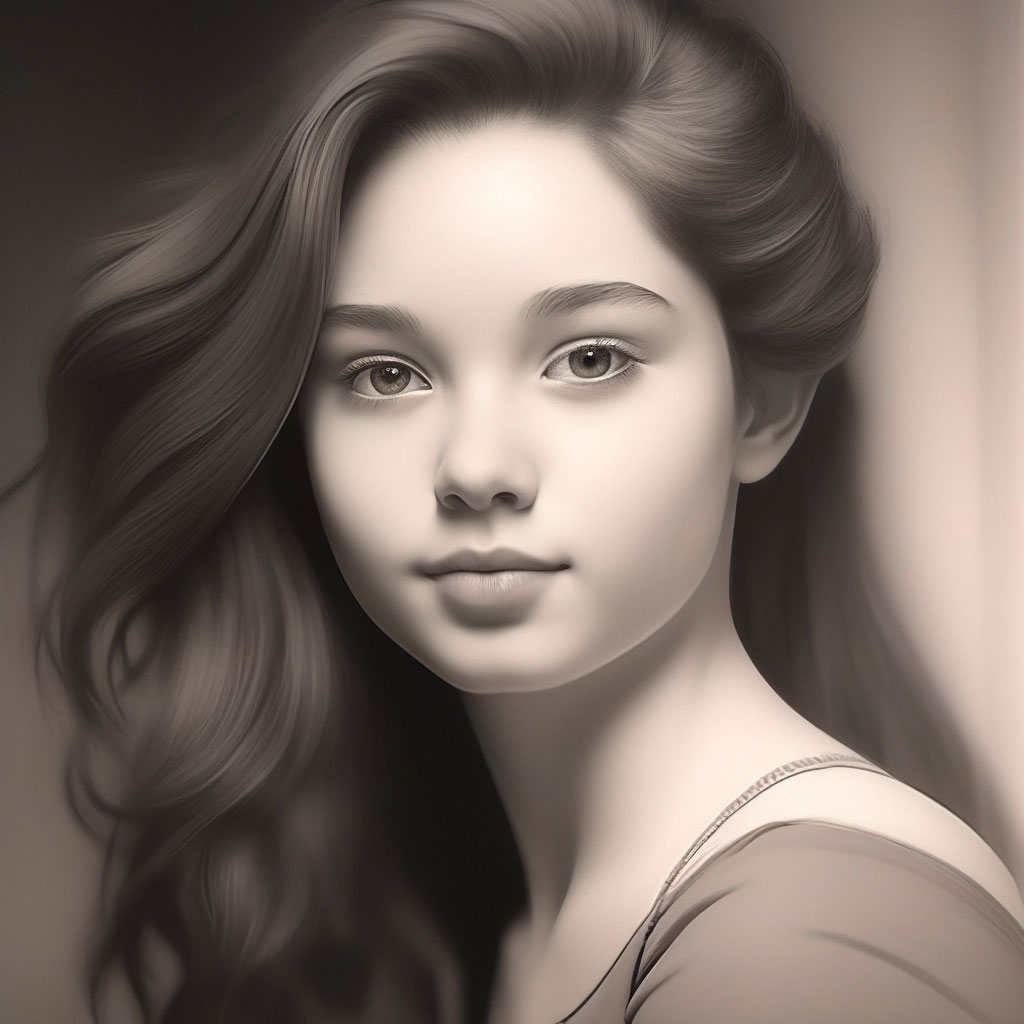 "Girl 30 years old, pencil, 5d" — image created in Shedevrum