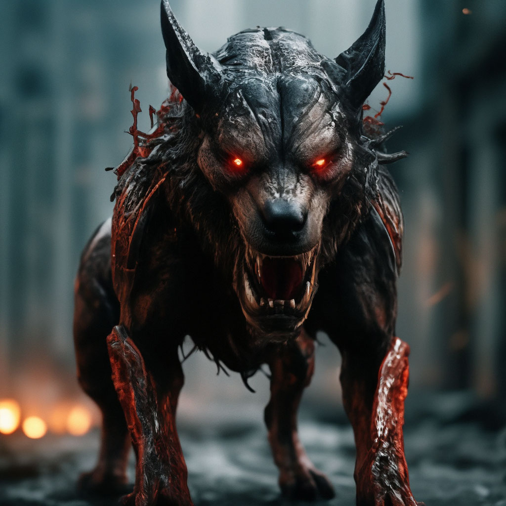 "Evil mutant dog" — image created in Shedevrum