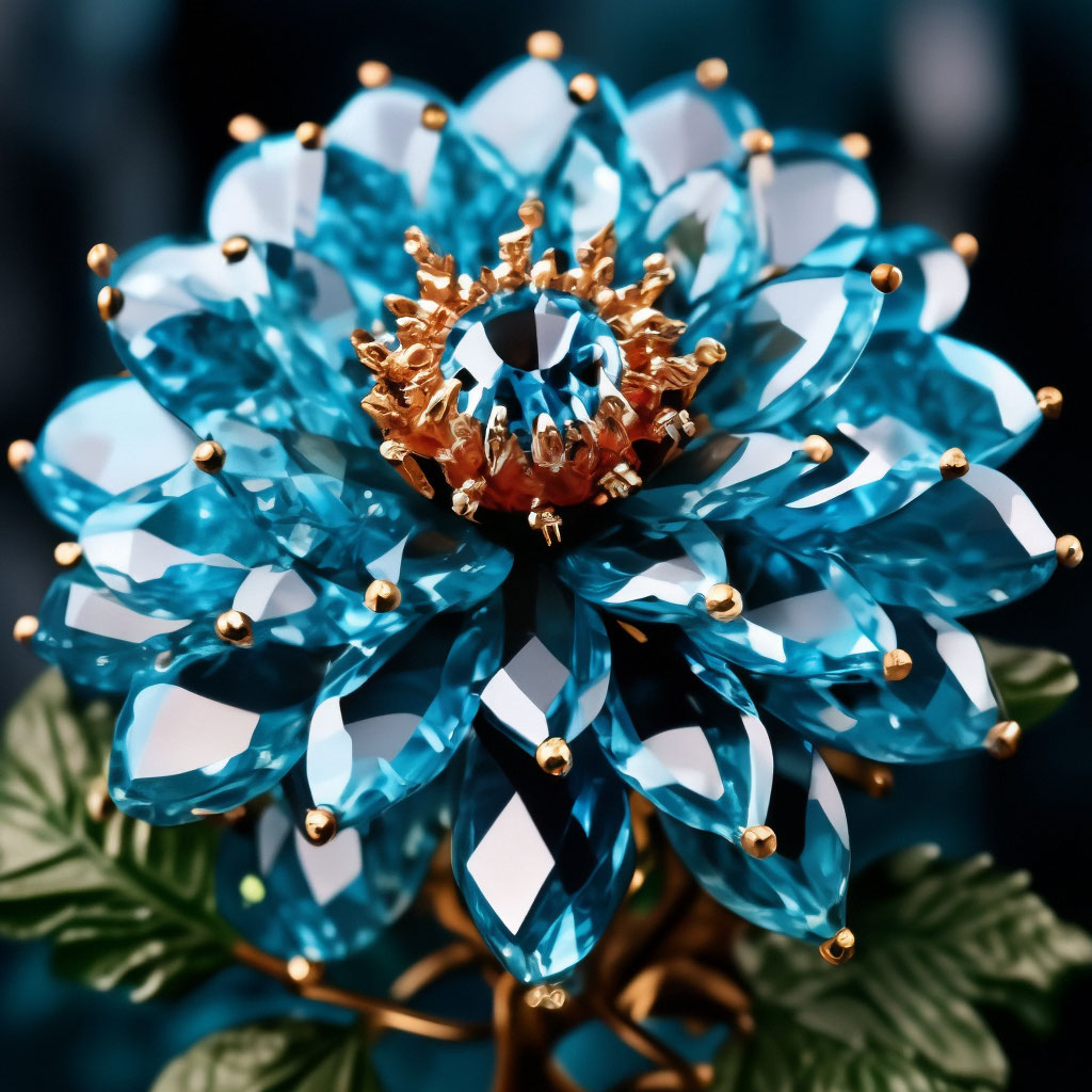 "Jewelry masterpiece, figurine made of gold, large blue topaz and ...