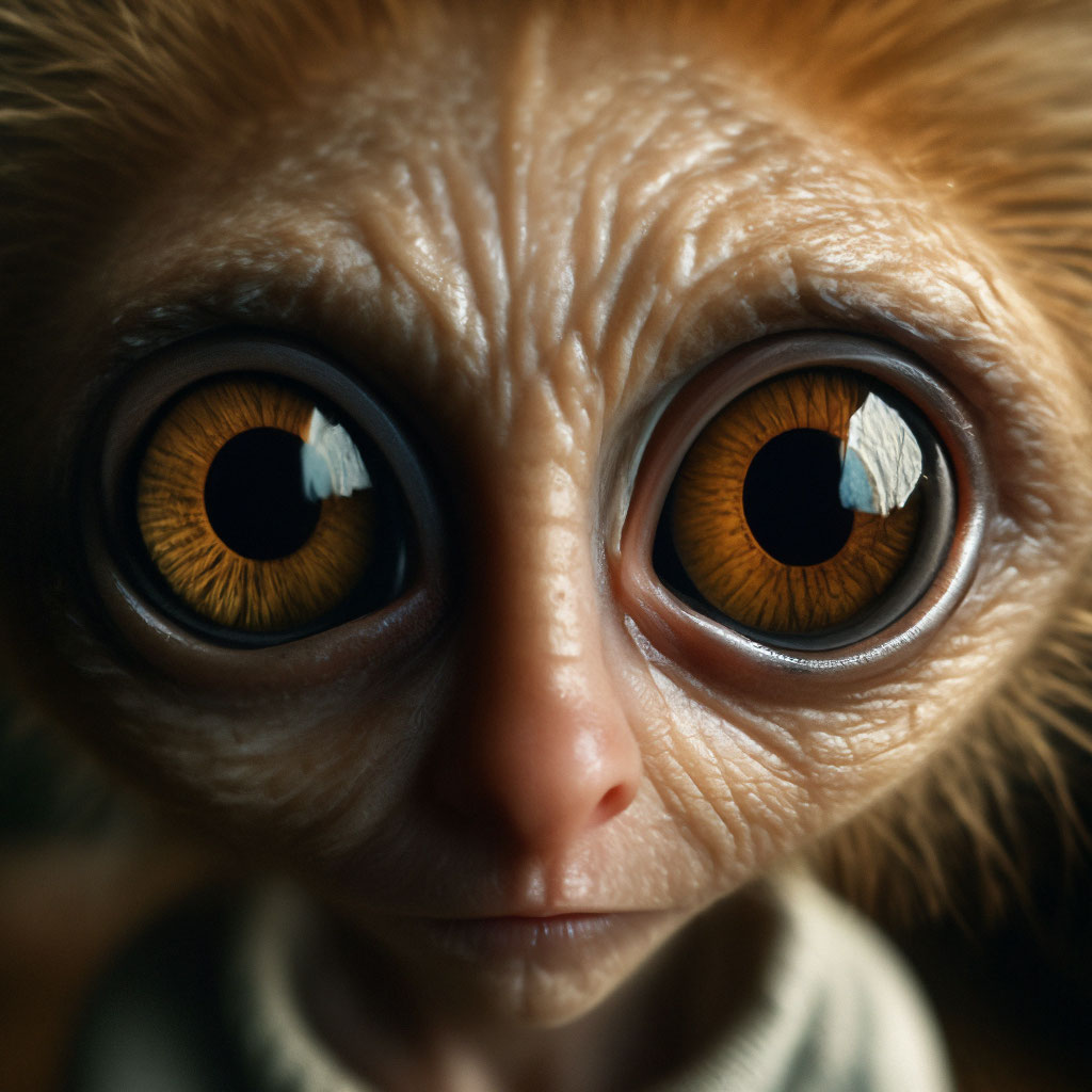 "Barabashka in the apartment, detailed big eyes,cinematic ...